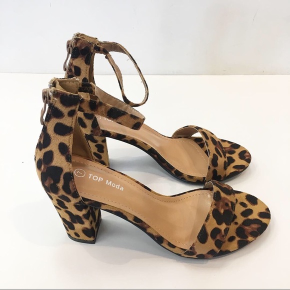 Shoes | Leopard Print Ankle Strap Heel | Poshmark
